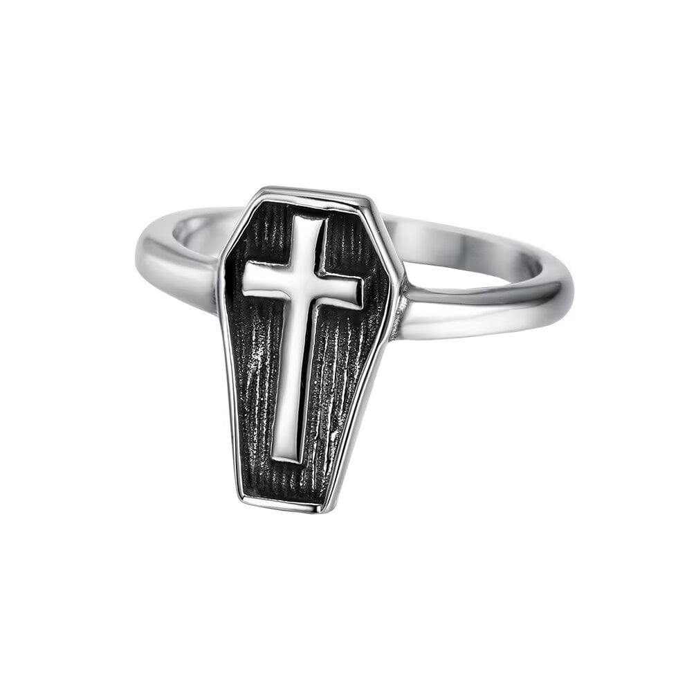 PAMTIER Men's Stainless Steel Gothic Punk Simple Creative Thin ...
