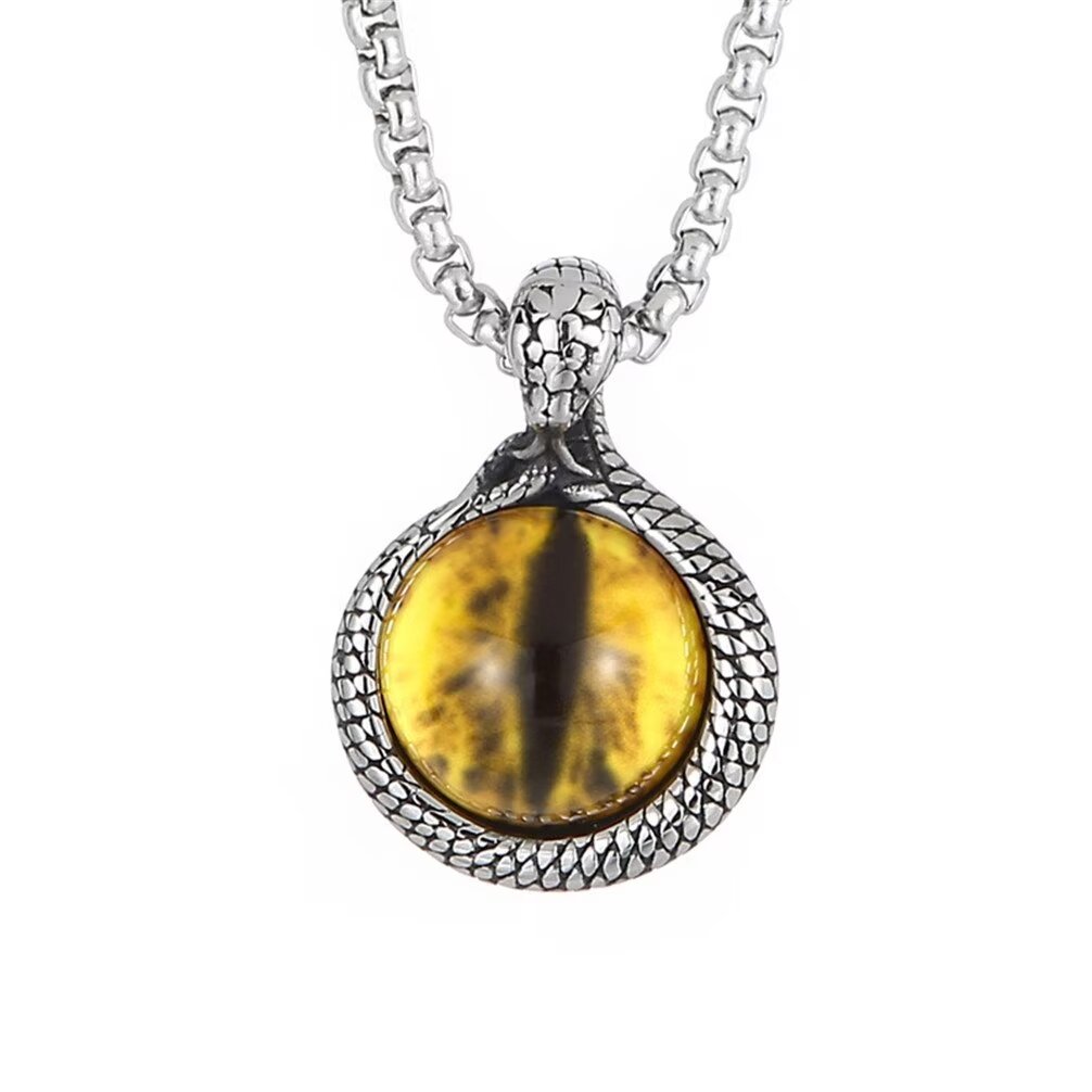 PAMTIER Men's Stainless Steel Hip Hop Vintage Yellow Gemstone Evil Eye ...