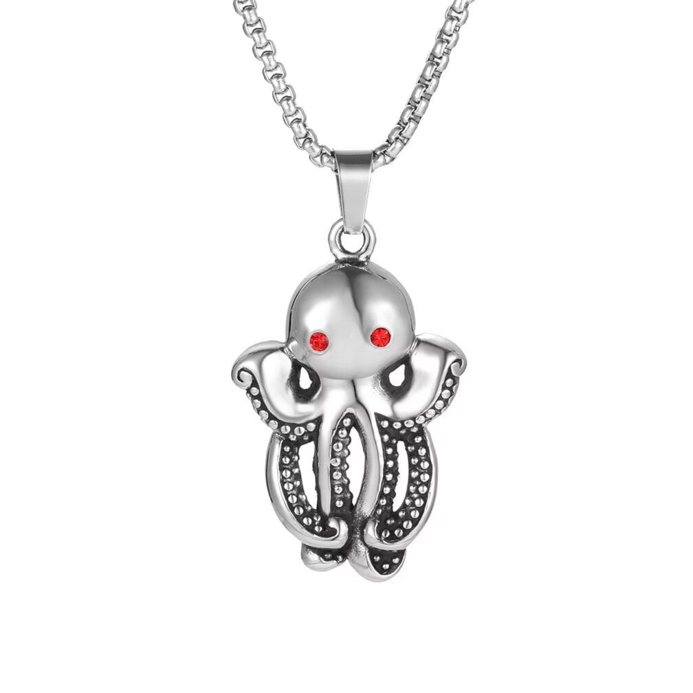 PAMTIER Men's Stainless Steel Personality Vintage Cute Sea Monster ...