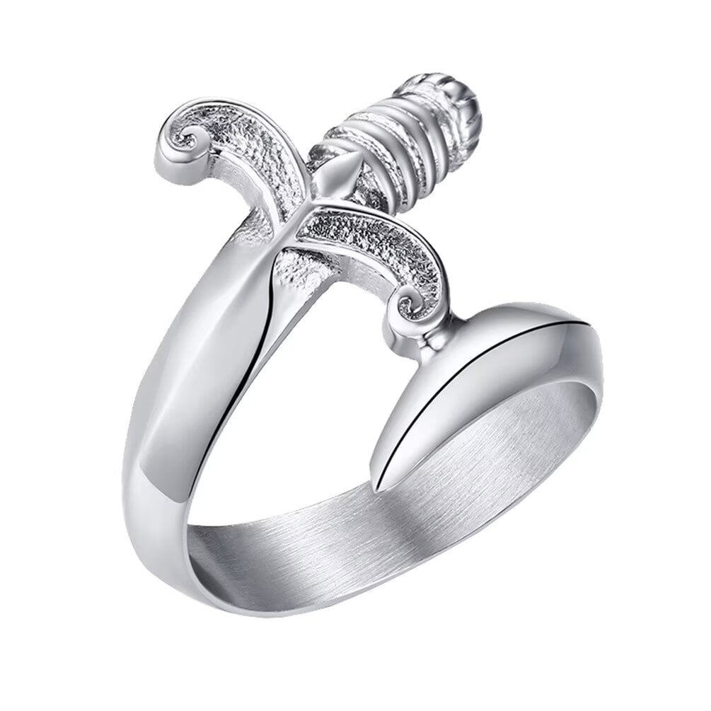 PAMTIER Men's Stainless Steel Silver Domineering Sharp Dagger Sword ...