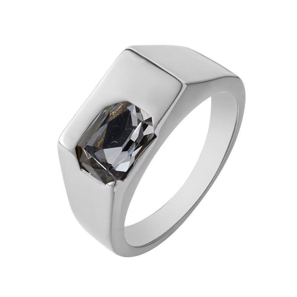 PAMTIER Men's Stainless Steel Simple Classic Rectangular Geometric Grey ...