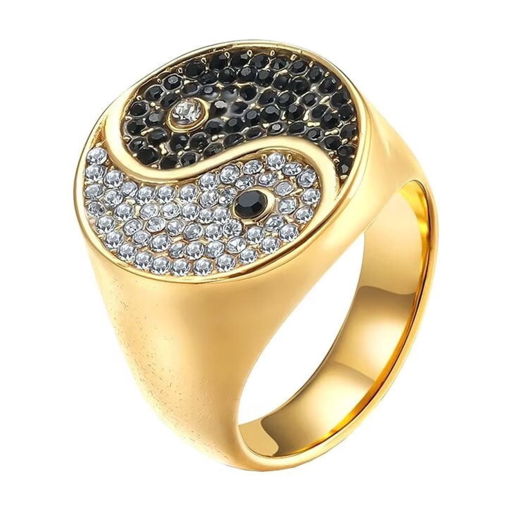 PAMTIER Men's Stainless Steel Tai Chi Diagram Yin Yang Fish Black and ...