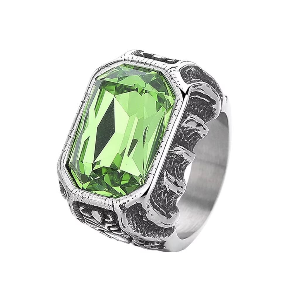 PAMTIER Men's Stainless Steel Vintage Cool Punk Square Cut Stone ...