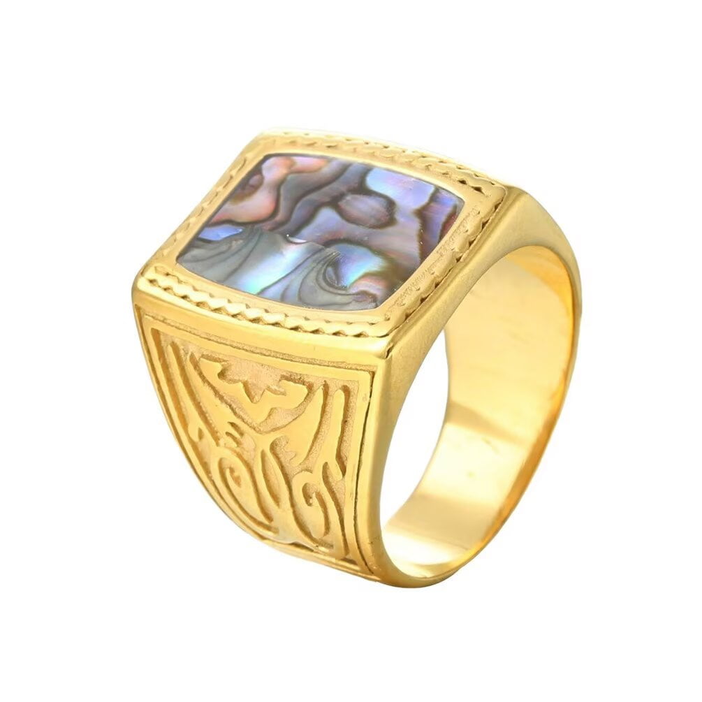 PAMTIER Men's Stainless Steel Vintage Domineering Hip Hop Large Chunky Special Flower Carved ...