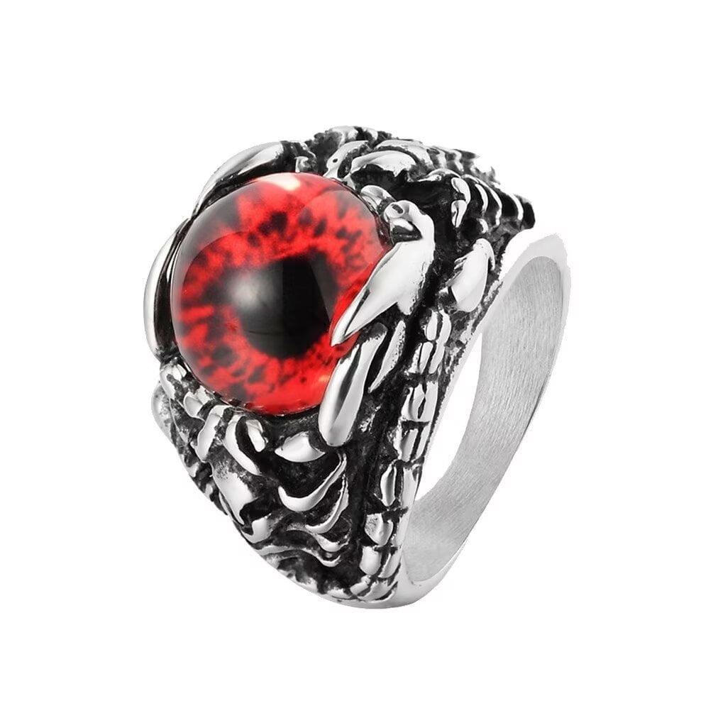 PAMTIER Men's Stainless Steel Vintage Dragon Claw Evil Devil Bloody Red ...