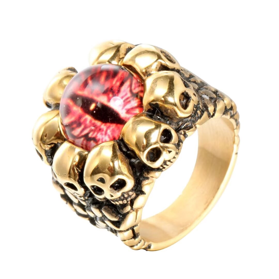 PAMTIER Men's Stainless Steel Vintage Gothic Punk Ghost Skull Head Evil ...