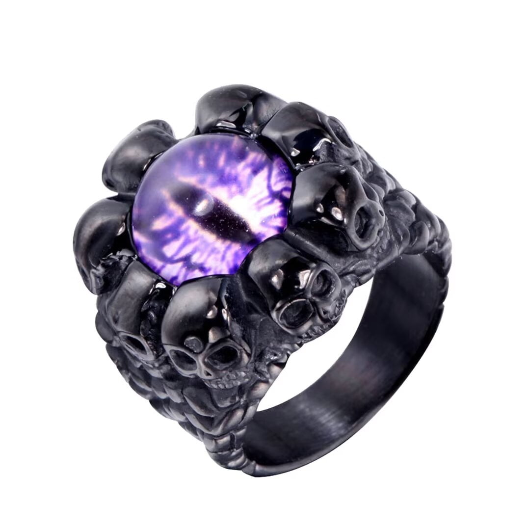 PAMTIER Men's Stainless Steel Vintage Gothic Punk Ghost Skull Head Evil ...
