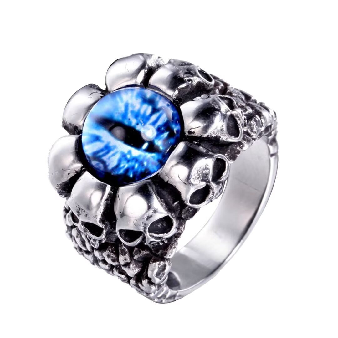 PAMTIER Men's Stainless Steel Vintage Gothic Punk Ghost Skull Head Evil ...