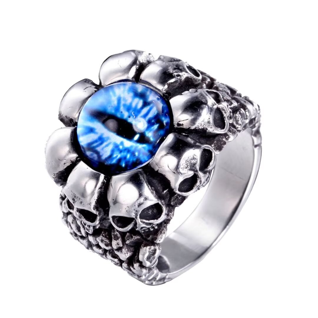 PAMTIER Men's Stainless Steel Vintage Gothic Punk Ghost Skull Head Evil ...