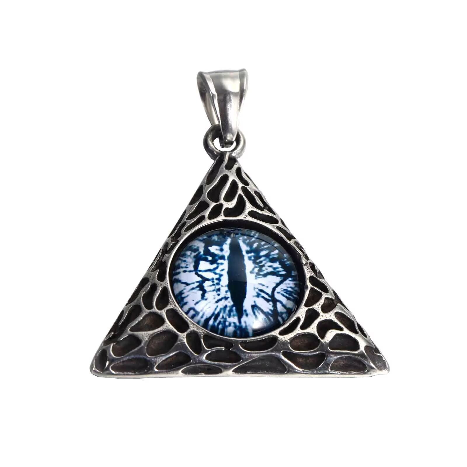 PAMTIER Men's Stainless Steel Vintage Gothic Triangle Demon White Evil ...