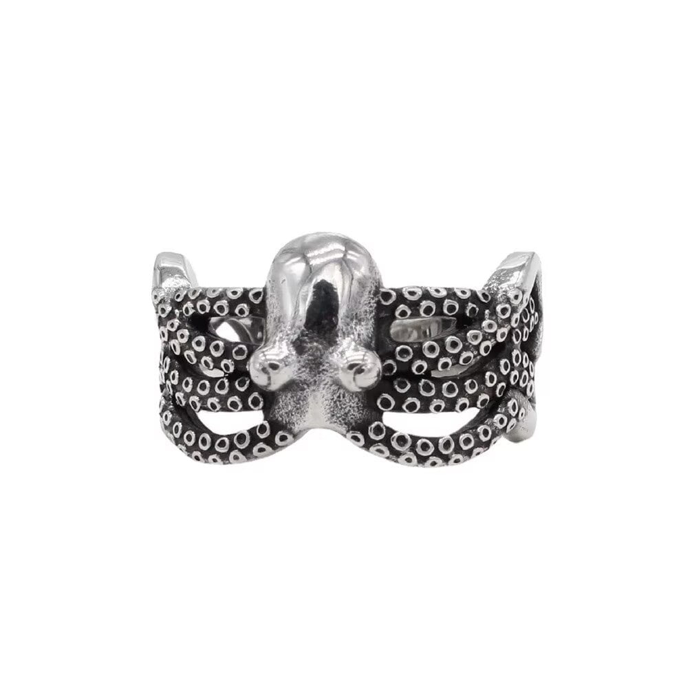 PAMTIER Men's Stainless Steel Vintage Personality Cool Octopus Squid ...