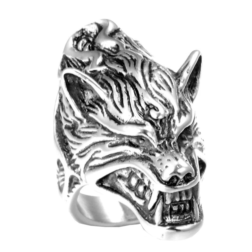 PAMTIER Men's Stainless Steel Vintage Roaring Wolf Werewolf Head Knight ...