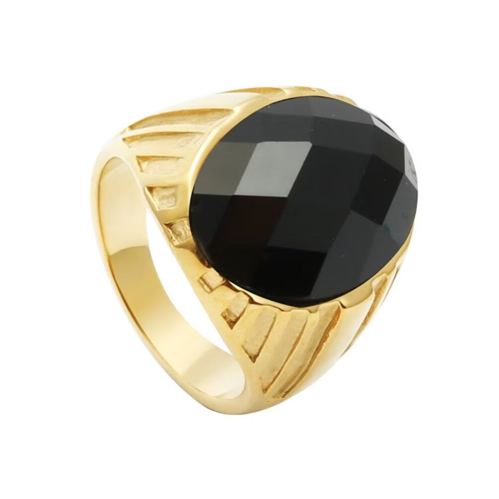 PAMTIER Men's Stainless Steel Vintage Simple Classic Oval Black ...