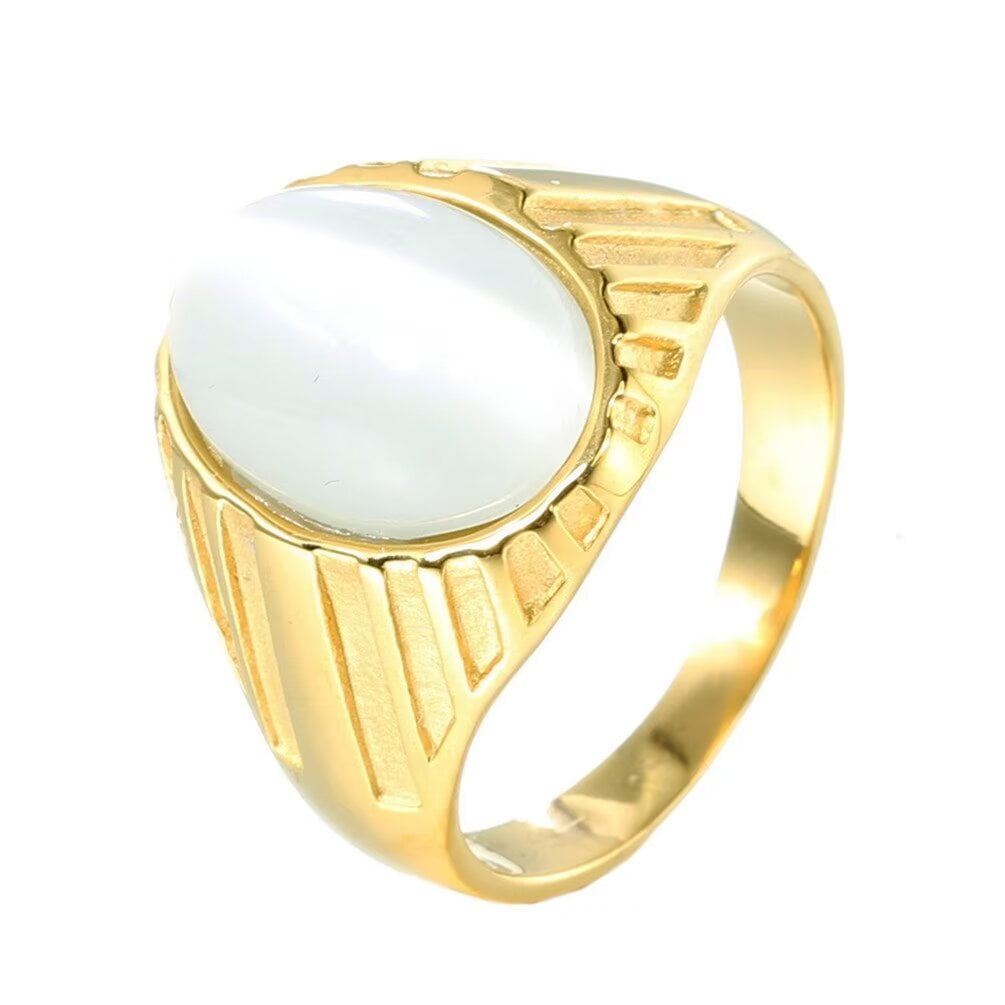 PAMTIER Men's Stainless Steel Vintage Simple Classic Oval White ...