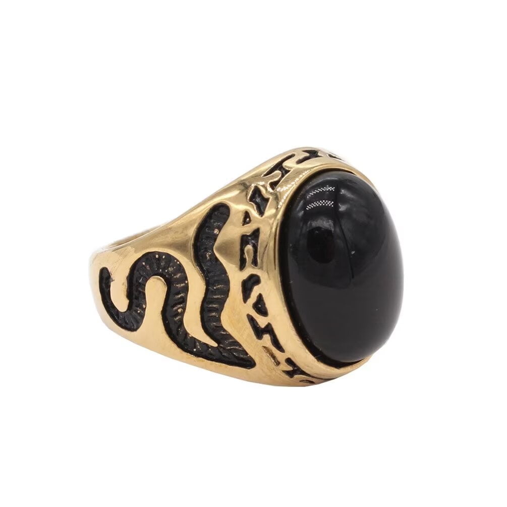 PAMTIER Men's Stainless Steel Vintage Unique Flower Pattern Sides Snake ...