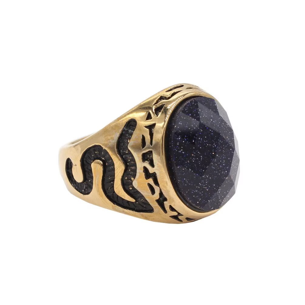 PAMTIER Men's Stainless Steel Vintage Unique Flower Pattern Sides Snake ...