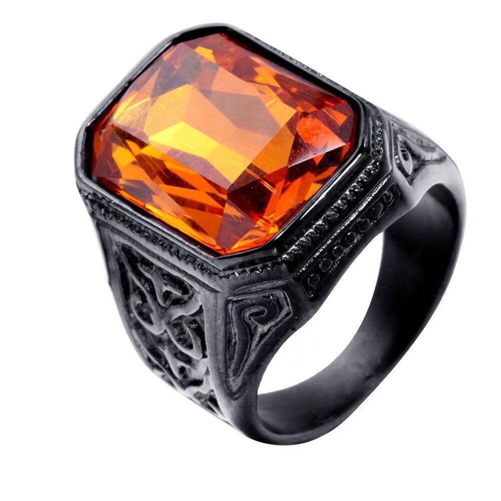 PAMTIER Men's Stainless Steel Vintage Wedding Promise Engagement Ring ...