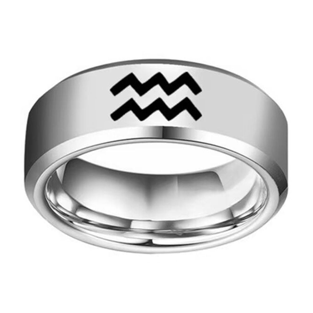 PAMTIER Men's Women's Stainless Steel 8MM Simple 12 Constellations Horoscope Zodiac Signs ...