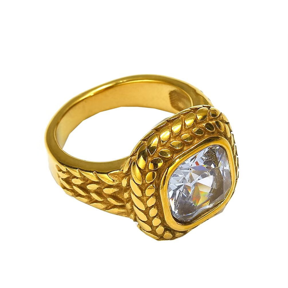 PAMTIER Men's Women's Stainless Steel Personalized Retro Punk Square ...