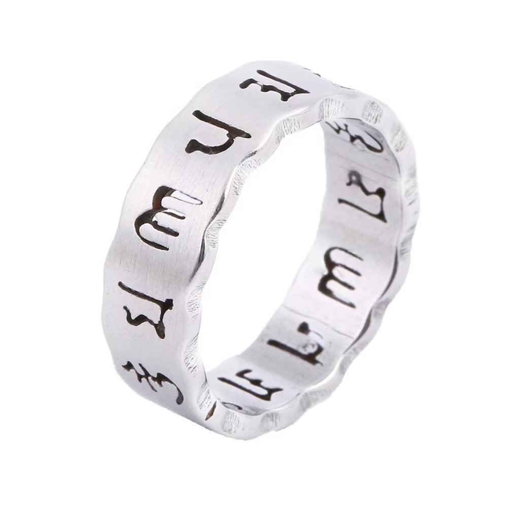 PAMTIER Mens Womens Stainless Steel Hollow Ring Vintage Buddhist The ...
