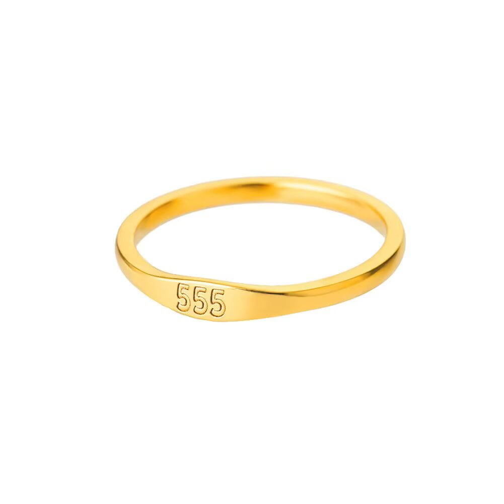 PAMTIER Signet Rings for Women Angel Number Ring 111 to 999 Gold ...