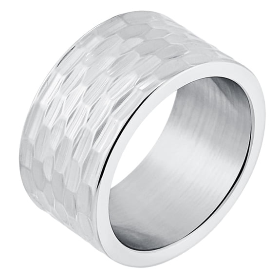 PAMTIER Stainless Steel 12MM Honeycomb Textured Polished Finish Rings ...