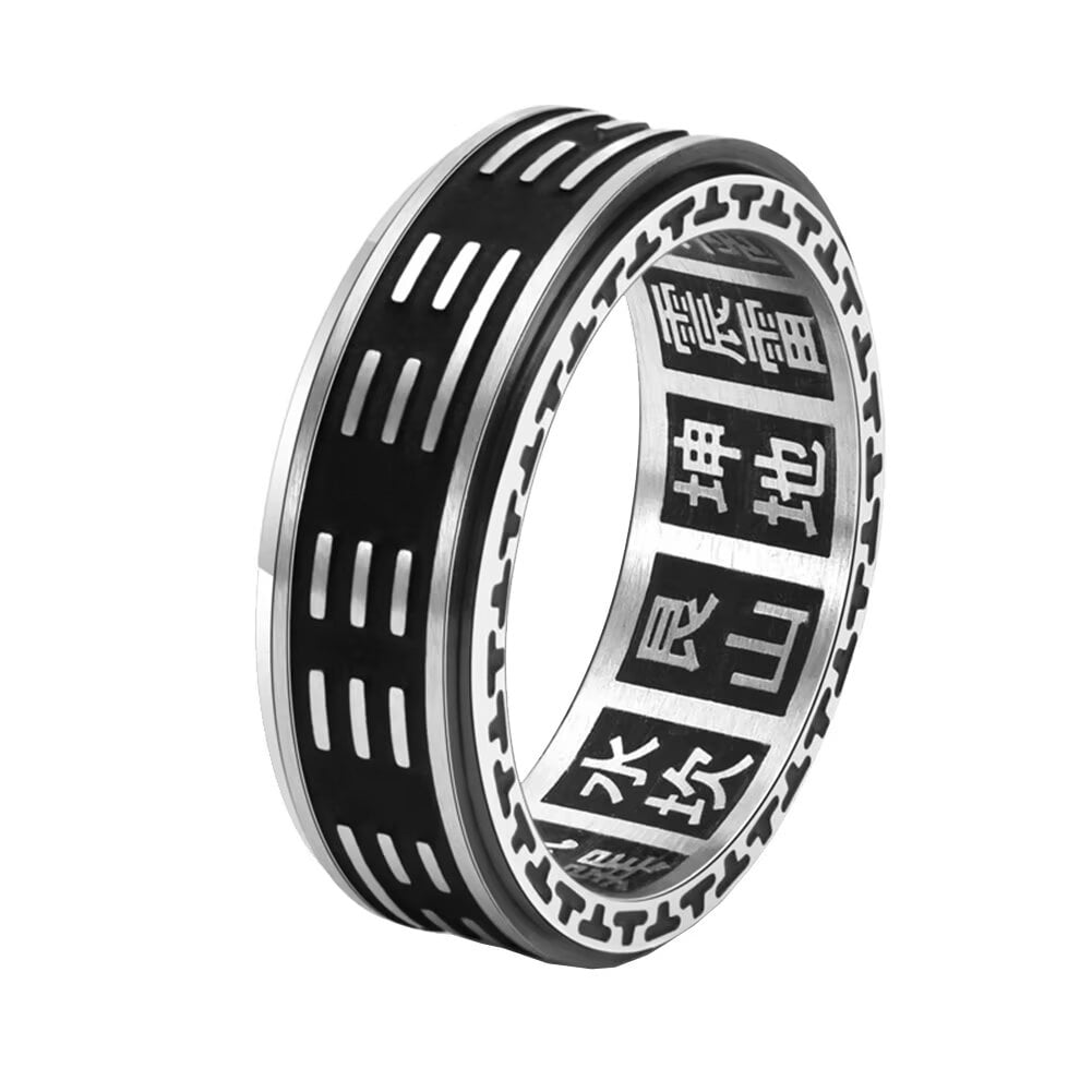 PAMTIER Stainless Steel Taiji Bagua Ring I Ching Rotating Fidget ...