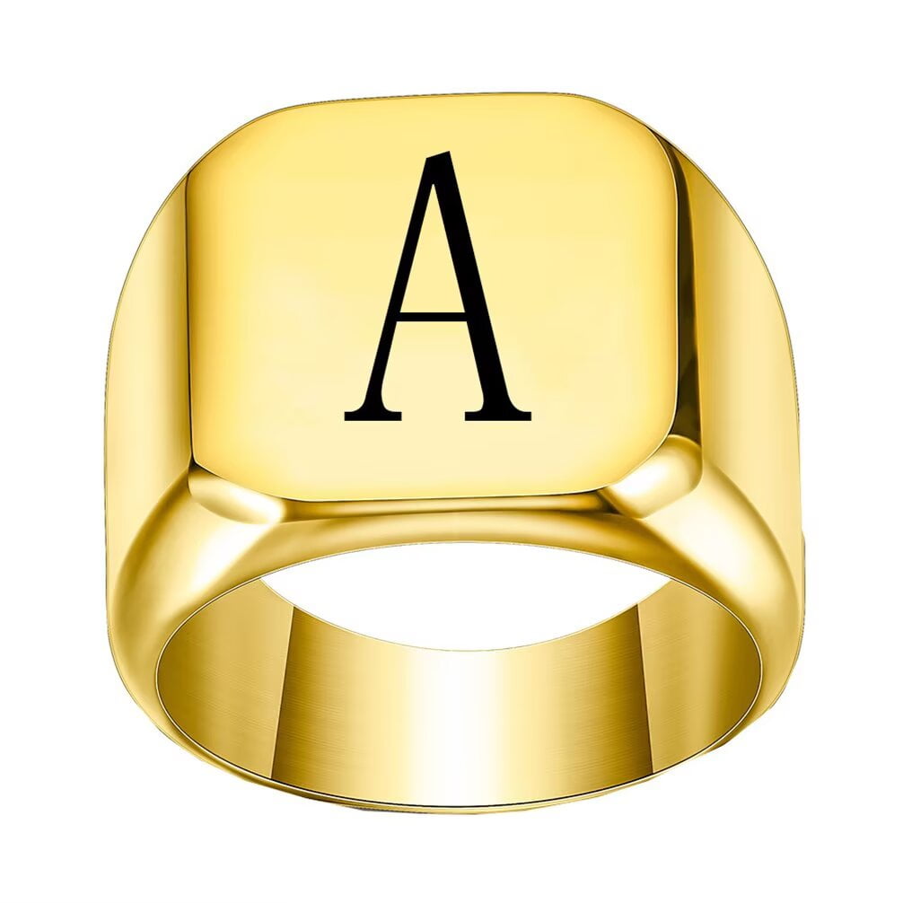 PAMTIER Stainless Steel Trendy Minimalist Square Alphabet Initial ...