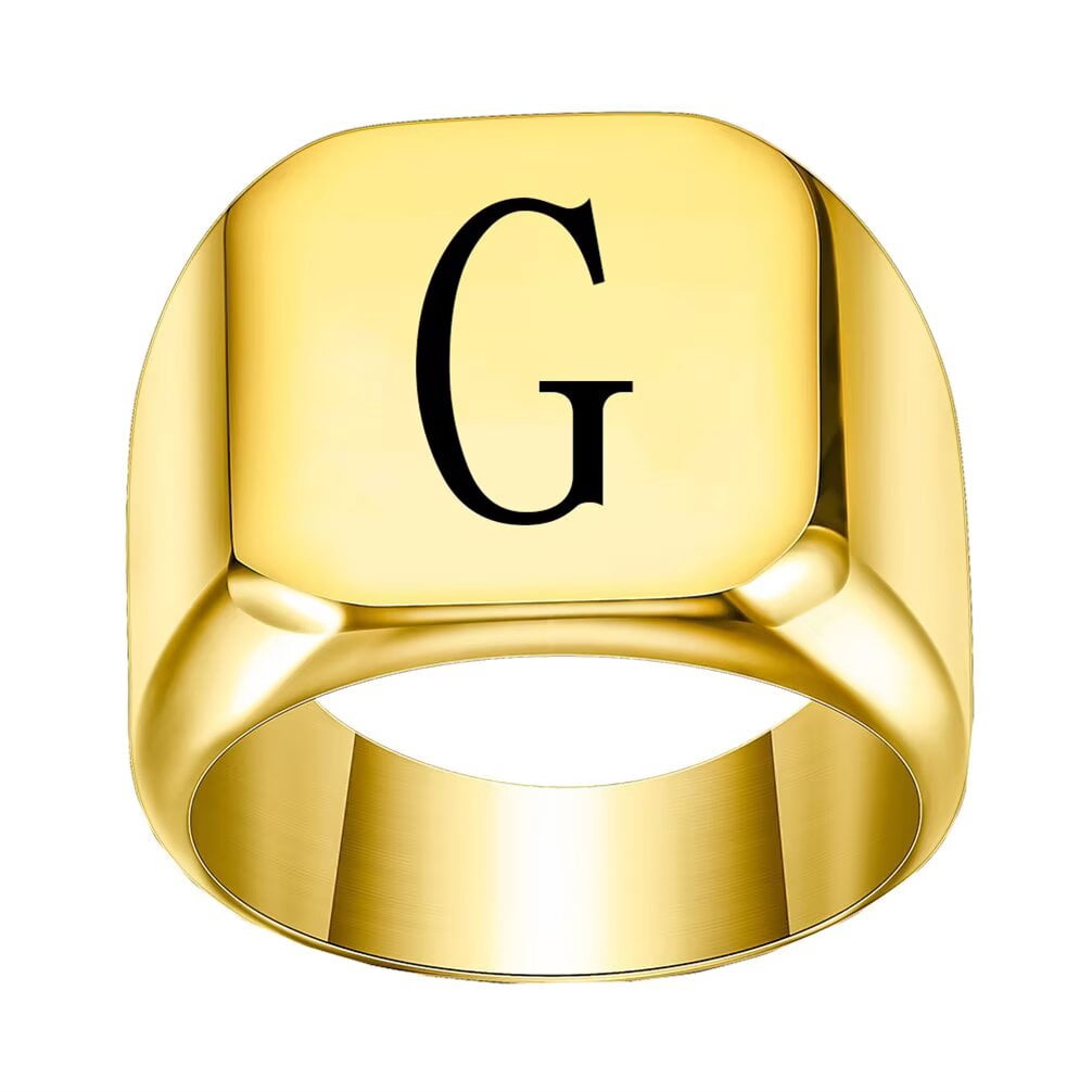 PAMTIER Stainless Steel Trendy Minimalist Square Alphabet Initial ...