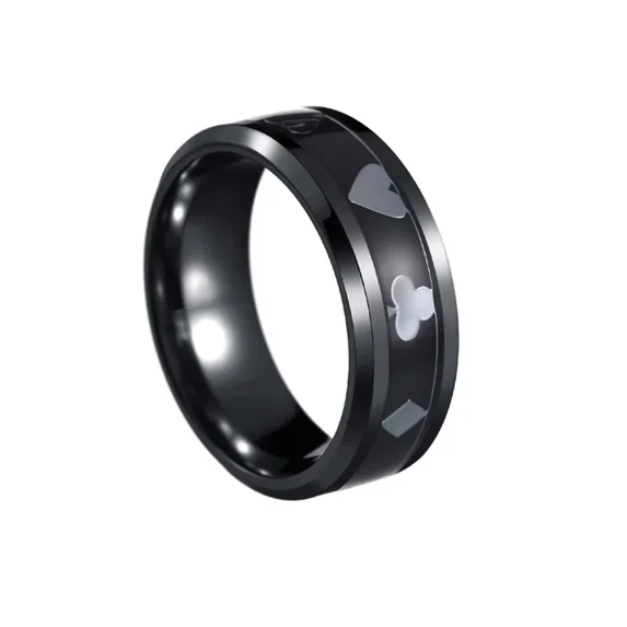 PAMTIER Street Style Poker Suit Ring for Men Women Spade Heart Design ...