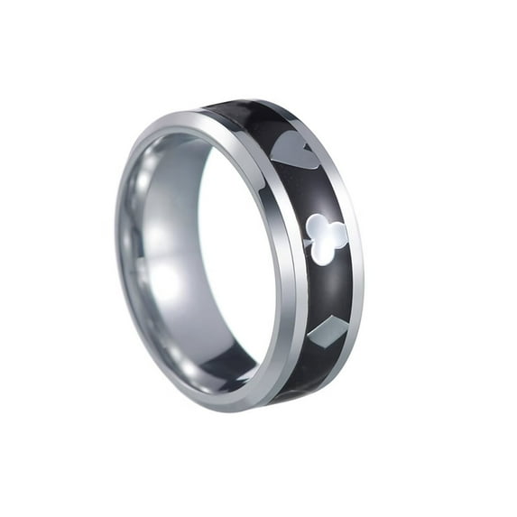 PAMTIER Street Style Poker Suit Ring for Men Women Spade Heart Design ...