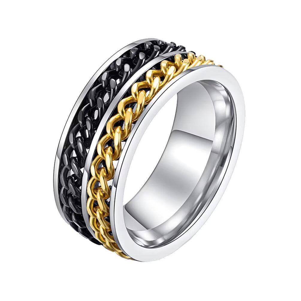 PAMTIER Unisex 8mm Stainless Steel Domineering Classic Cool 2 Black ...