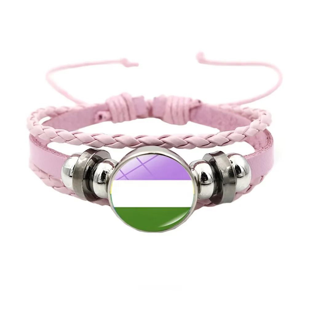 PAMTIER Unisex Alloy 18mm Cool Colorful Stripes Genderqueer Flag ...