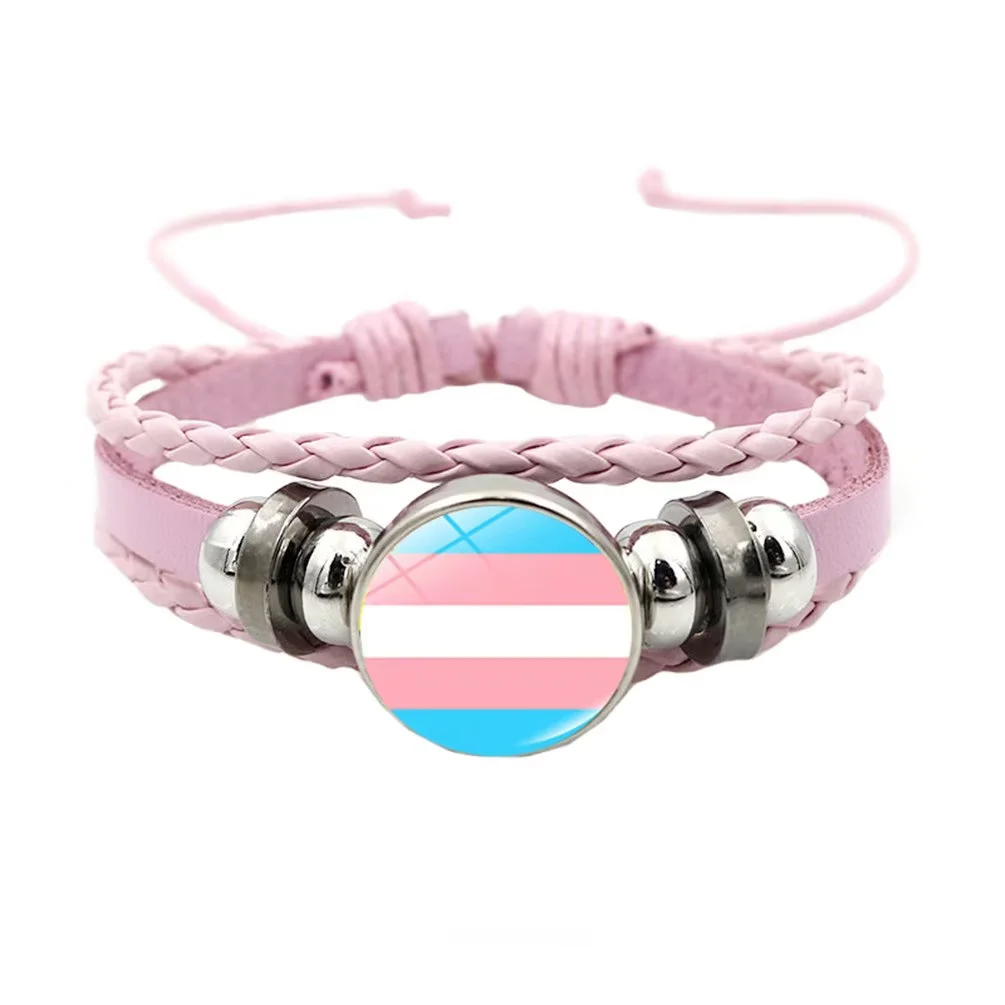 PAMTIER Unisex Alloy 18mm Cool Colorful Stripes Transgender Flag ...