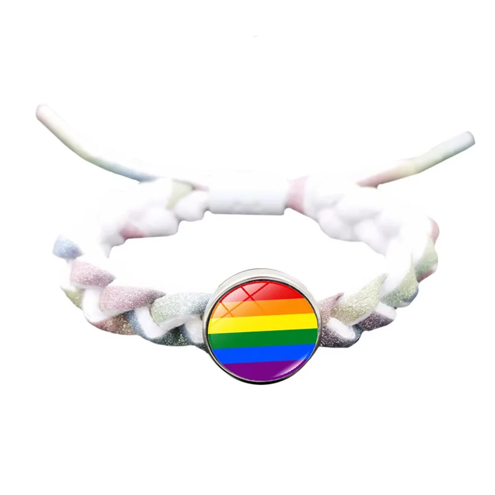PAMTIER Unisex Handmade Braided 18mm Dainty Classic Cool Rainbow Flag ...