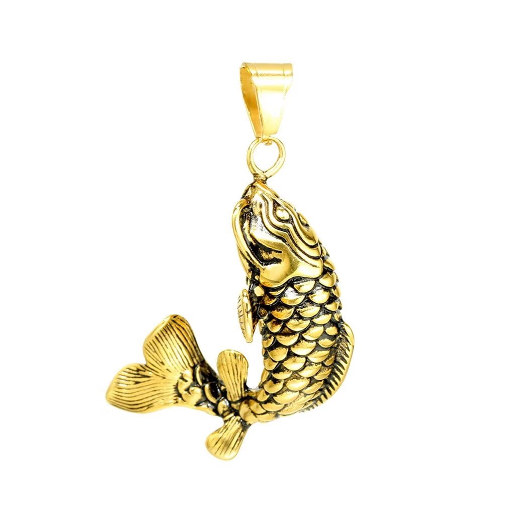 PAMTIER Unisex Retro Lucky Sign Chinese Koi Carp Cyprinoid Fish Pendant ...