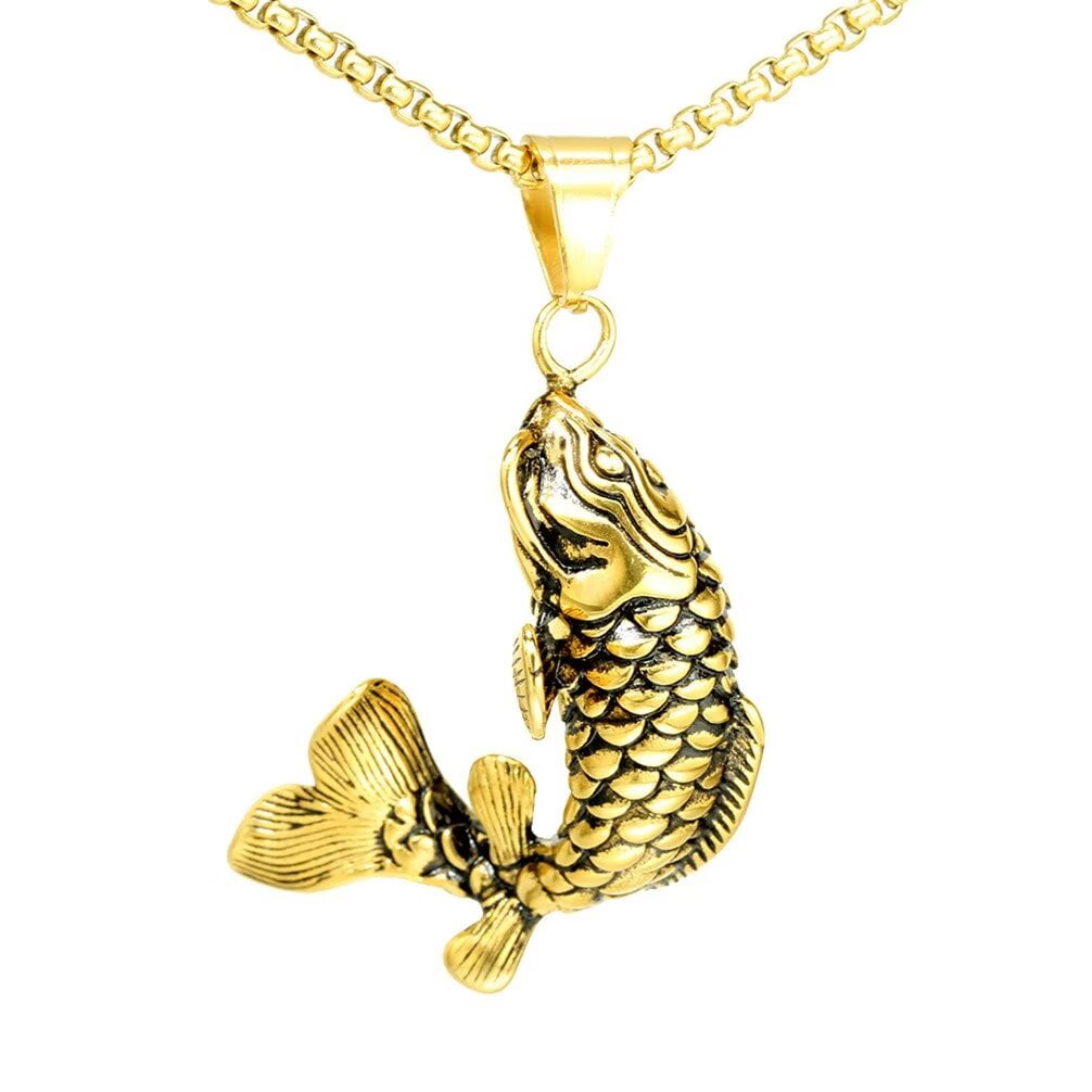 PAMTIER Unisex Retro Lucky Sign Chinese Koi Carp Cyprinoid Fish Pendant ...