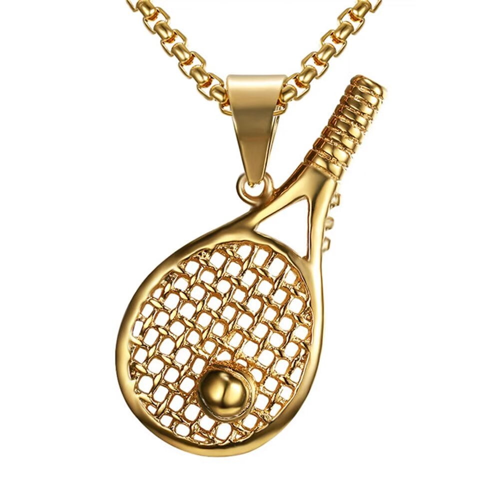 PAMTIER Unisex Stainless Steel Hip Hop Punk Tennis Racket Shaped ...