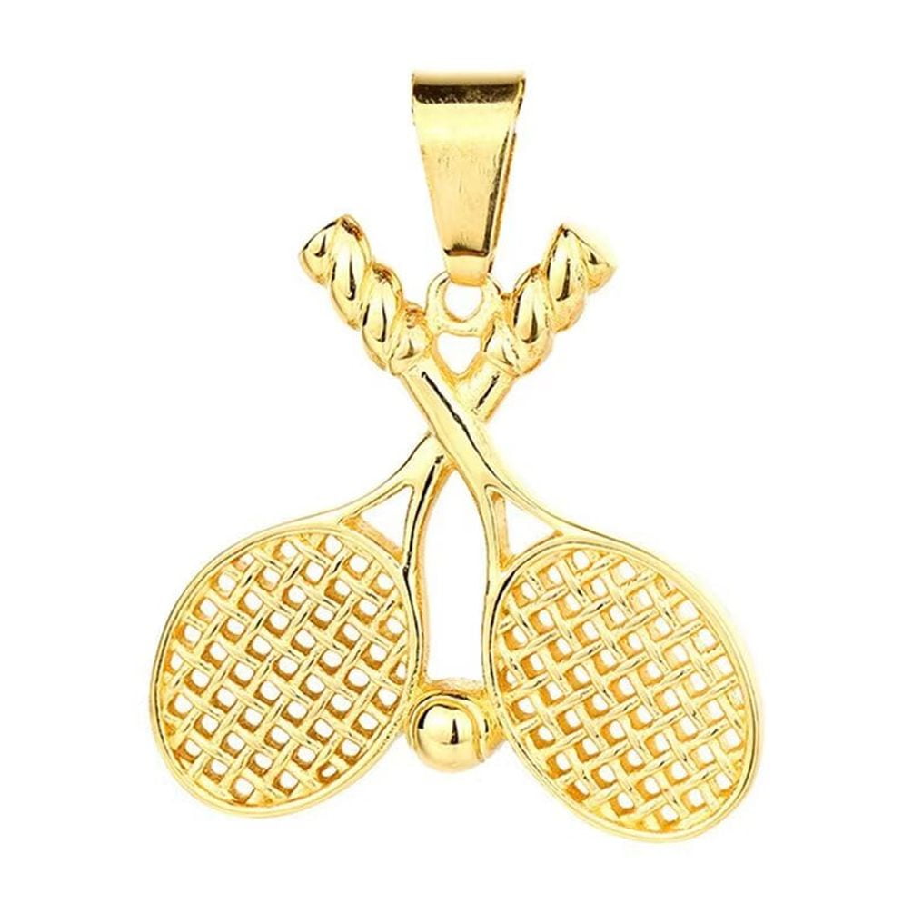 PAMTIER Unisex Stainless Steel Personality Hip Hop Gold Tennis Racket ...