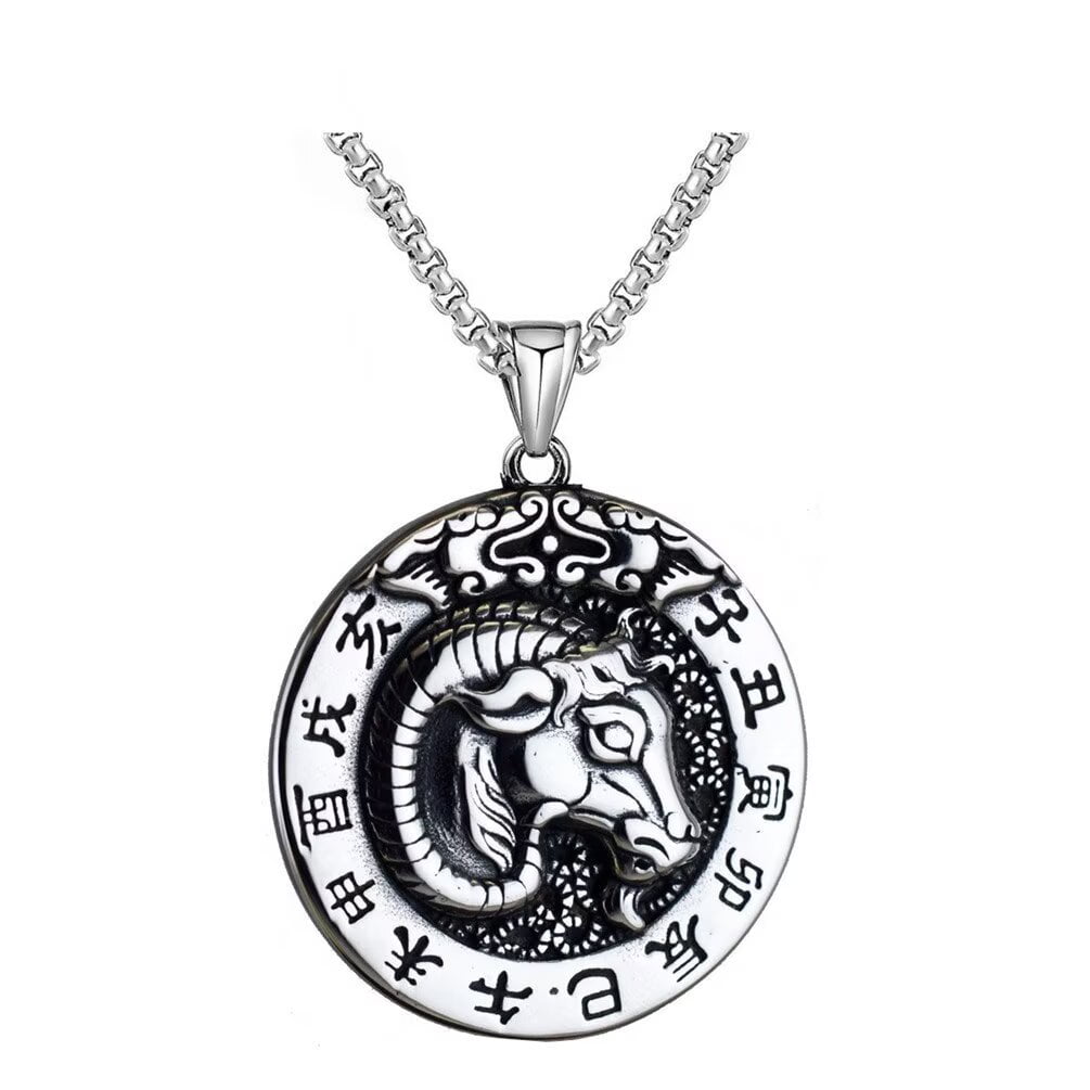 PAMTIER Unisex Stainless Steel Personality Vintage 12 Chinese Zodiac ...