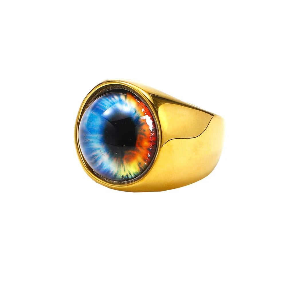 PAMTIER Unisex Stainless Steel Personality Vintage Punk Round Cut Eye ...