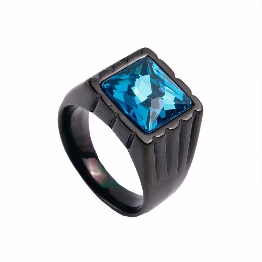 PAMTIER Unisex Stainless Steel Vintage Classic Square Cut Light Blue ...