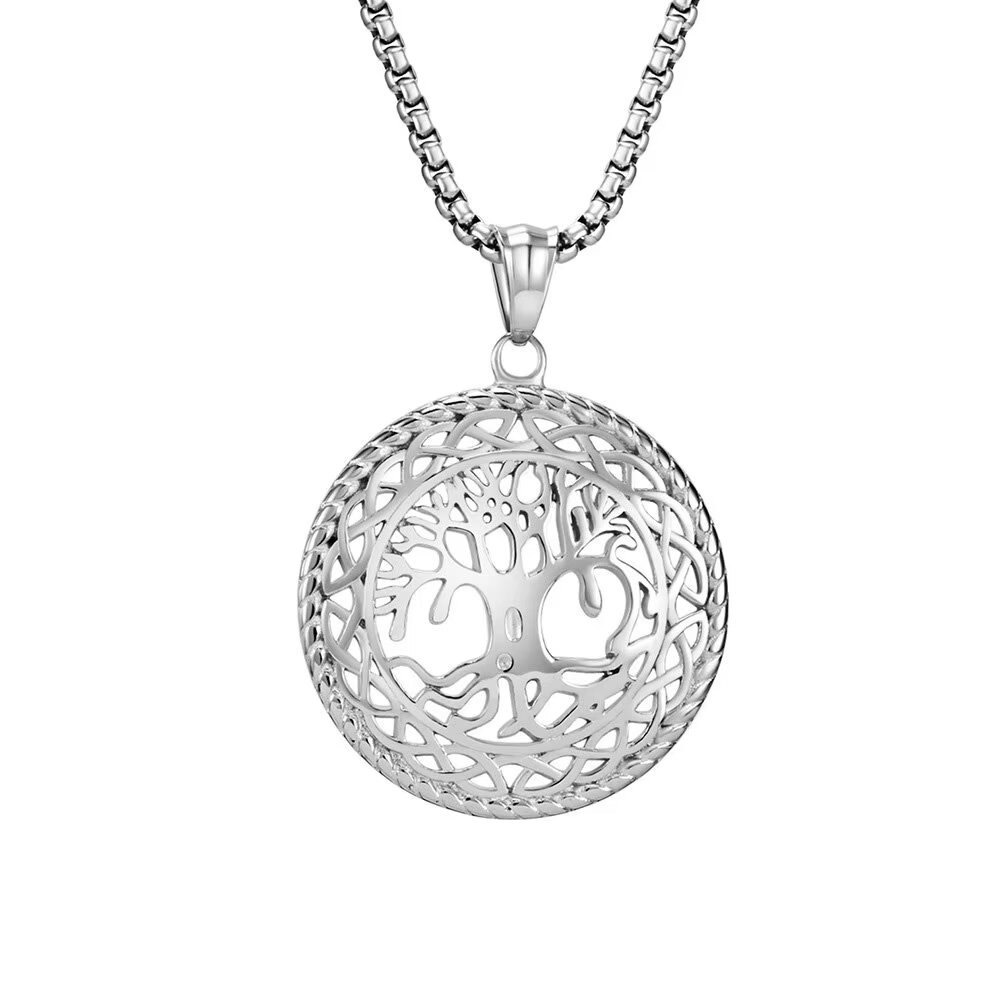 PAMTIER Unisex Stainless Steel Vintage Cut Out Family Tree of Life ...