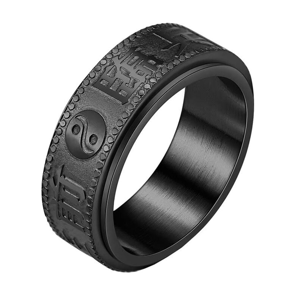 PAMTIER Unisex Stainless Steel Vintage Punk 9 Words Mantra Rotatable ...