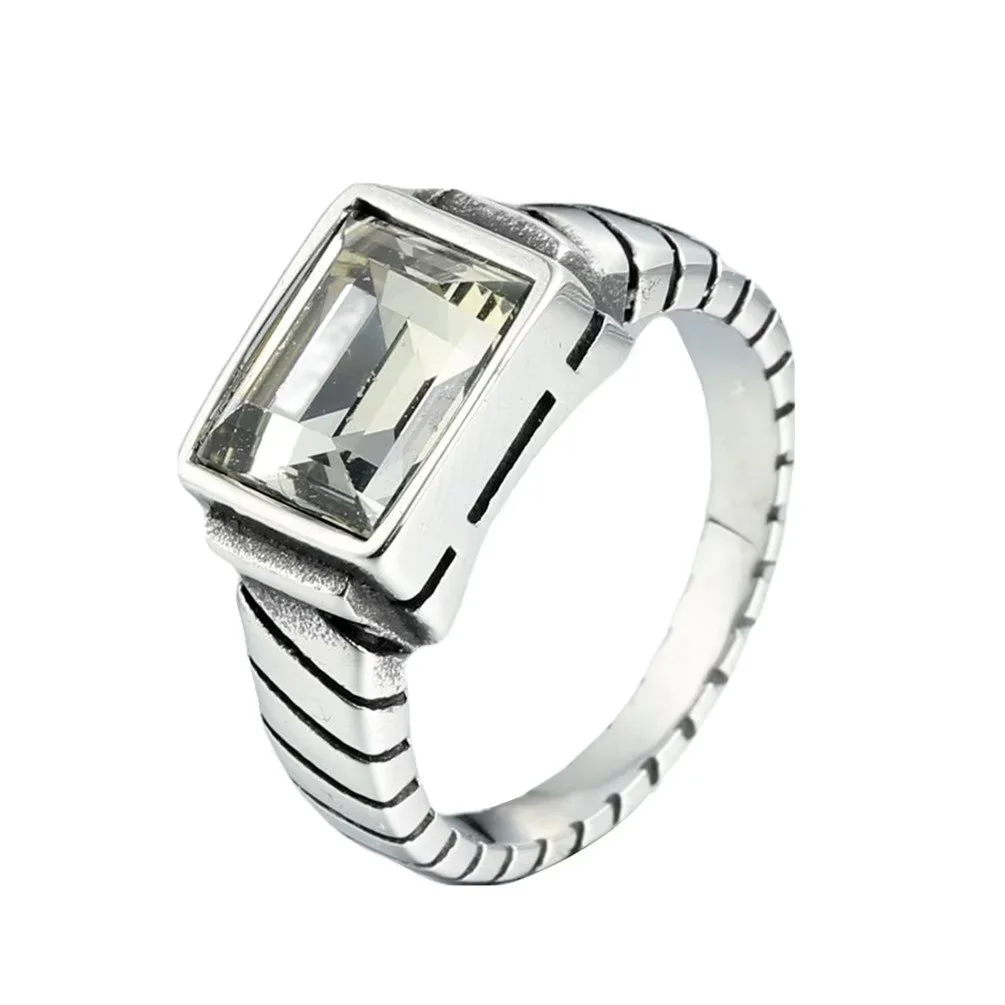 PAMTIER Unisex Stainless Steel Vintage Simple Groove Shaped Geometry ...