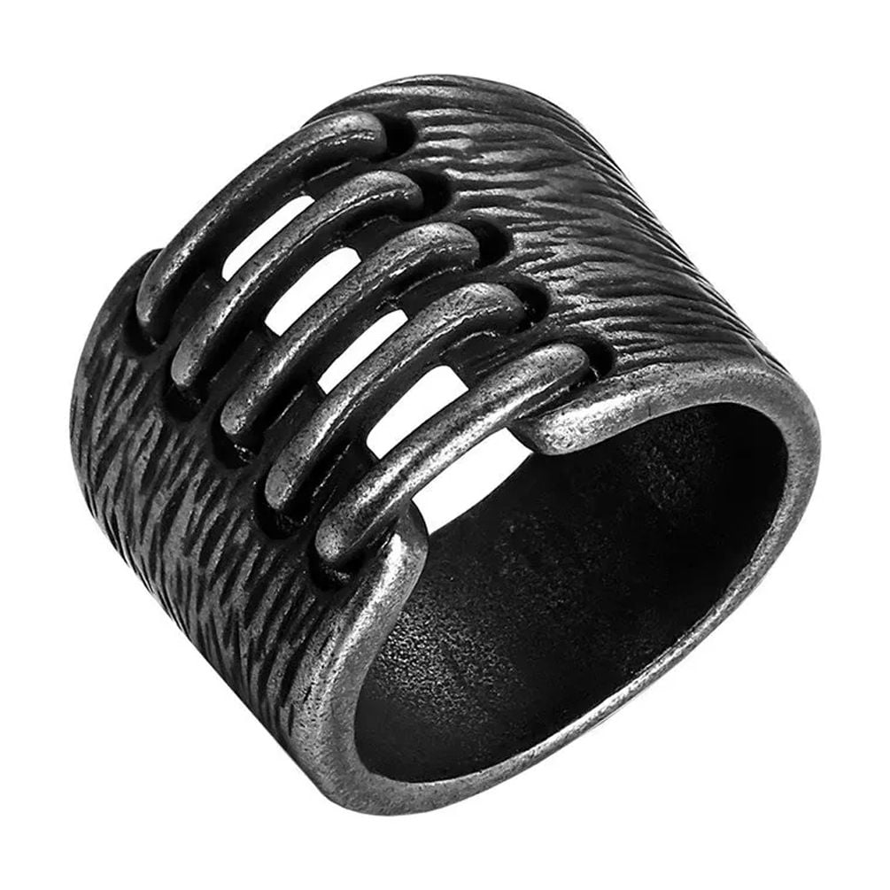 PAMTIER Unisex Stainless Steel Vintage Simple Hip Hop Hollow Pipe Cut ...