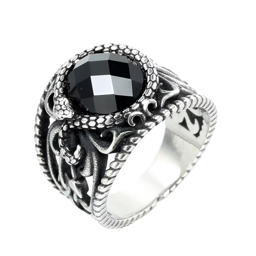 PAMTIER Unisex Stainless Steel Vintage Unique Hollow Flower Pattern ...