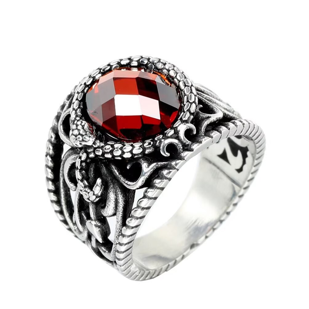 PAMTIER Unisex Stainless Steel Vintage Unique Hollow Flower Pattern ...