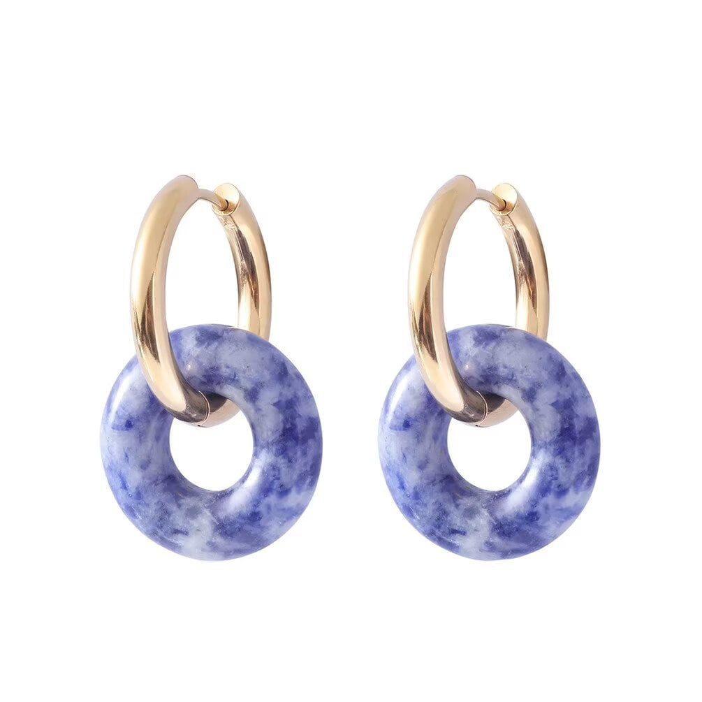 PAMTIER Women Stainless Steel Vintage Dainty 20mm Agate Drop Earrings ...