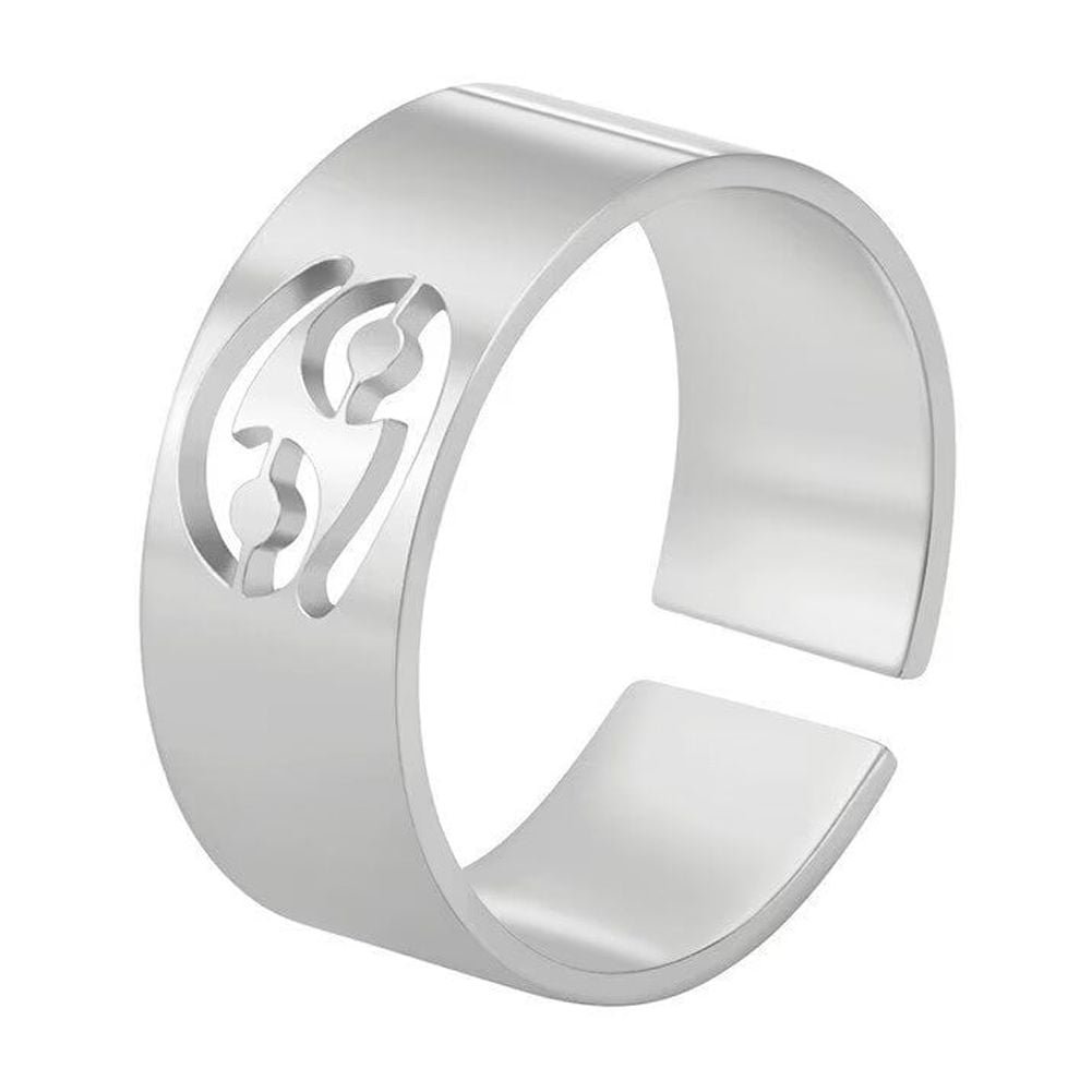 PAMTIER Women's Stainless Steel 8mm Simple Creative 12 Constellations Adjustable Wrap Open Ring ...